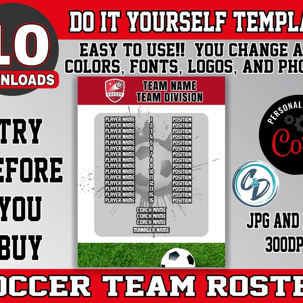 Hockey Roster Template - Etsy