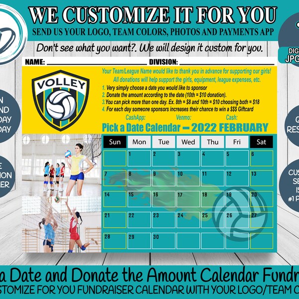 Volleyball Pick a Date Calendar - Etsy