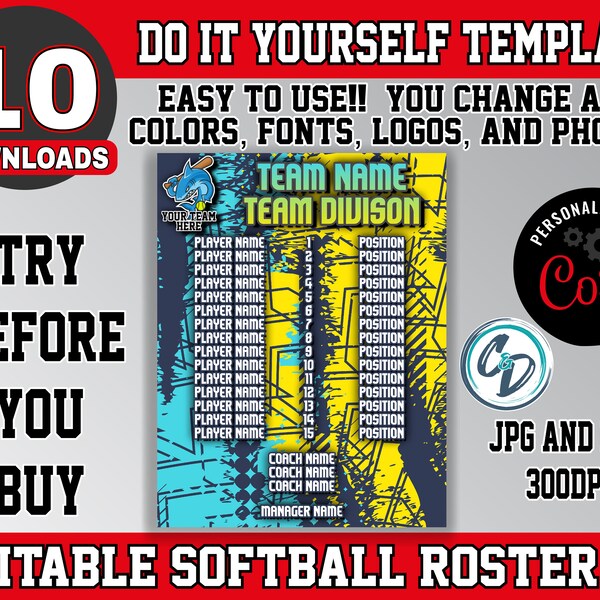 Softball Roster Flyer - Etsy