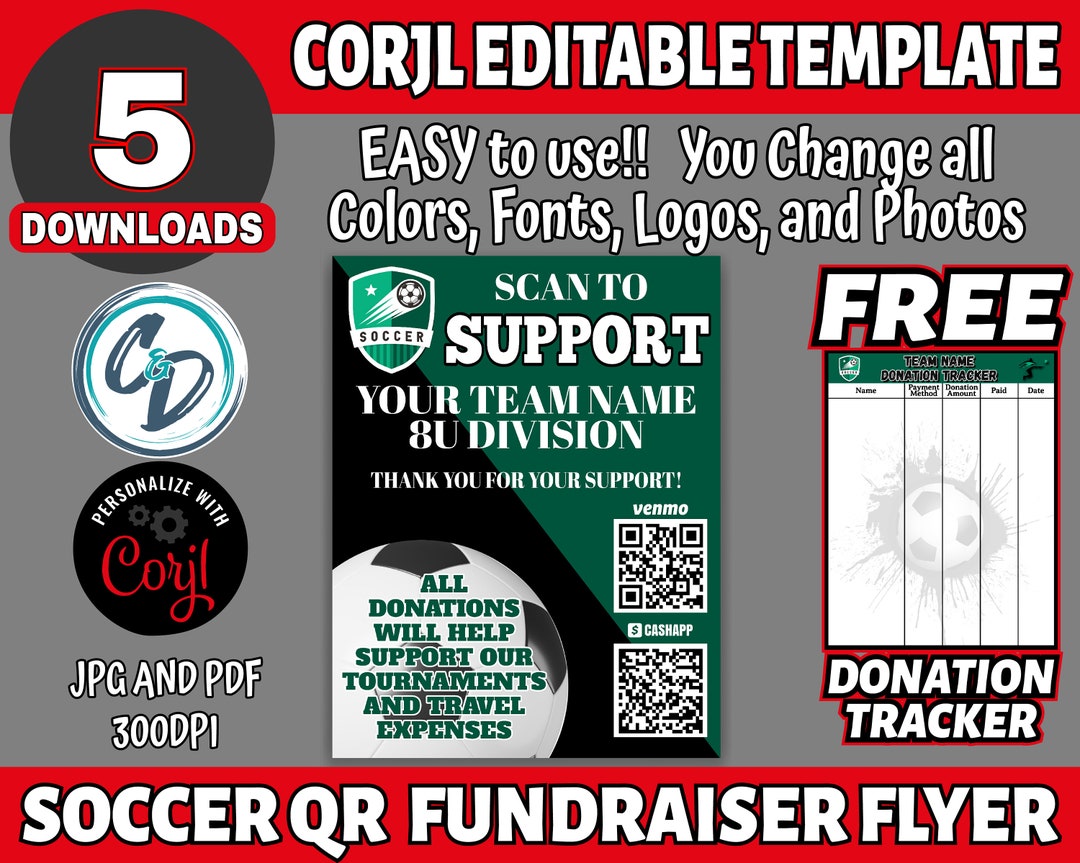 EDITABLE And PRINTABLE QR Code Soccer Fundraiser Qr Code Etsy UK