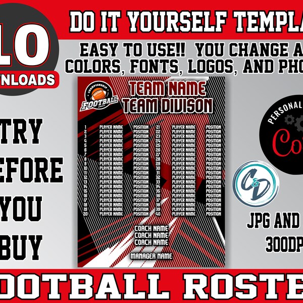 Football Roster - Etsy