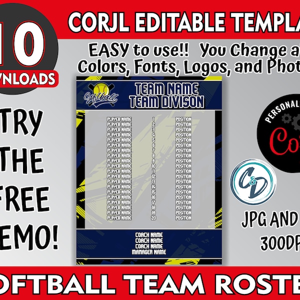 Softball Roster Flyer - Etsy