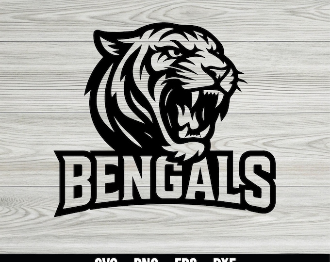 Bengals Football PNG Bundle, 5 Tiger Mascot Designs, Cincinnati ...