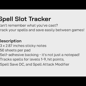 DND Spell Slot Tracker Sticky Notes | DND Spell Slot Counter Sticky ...