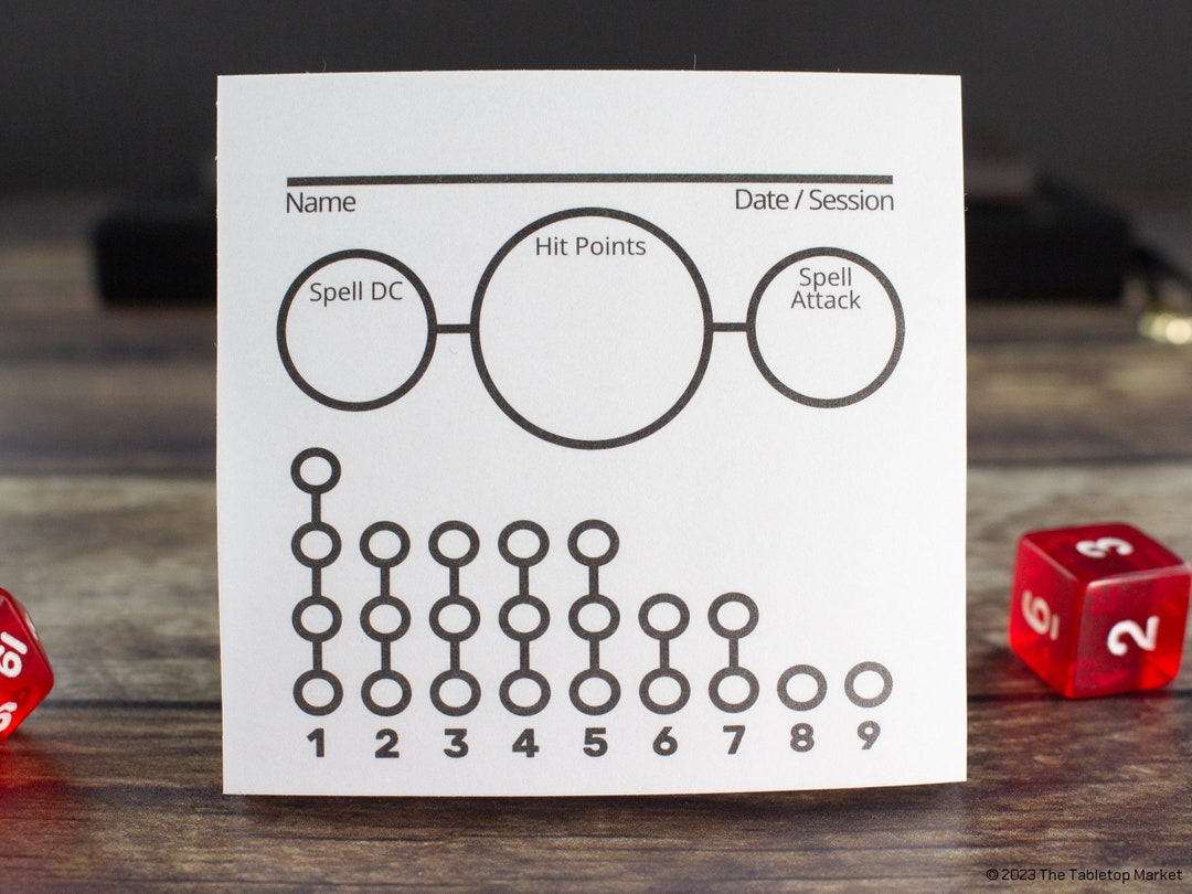 DND Spell Slot Tracker Sticky Notes | DND Spell Slot Counter Sticky ...