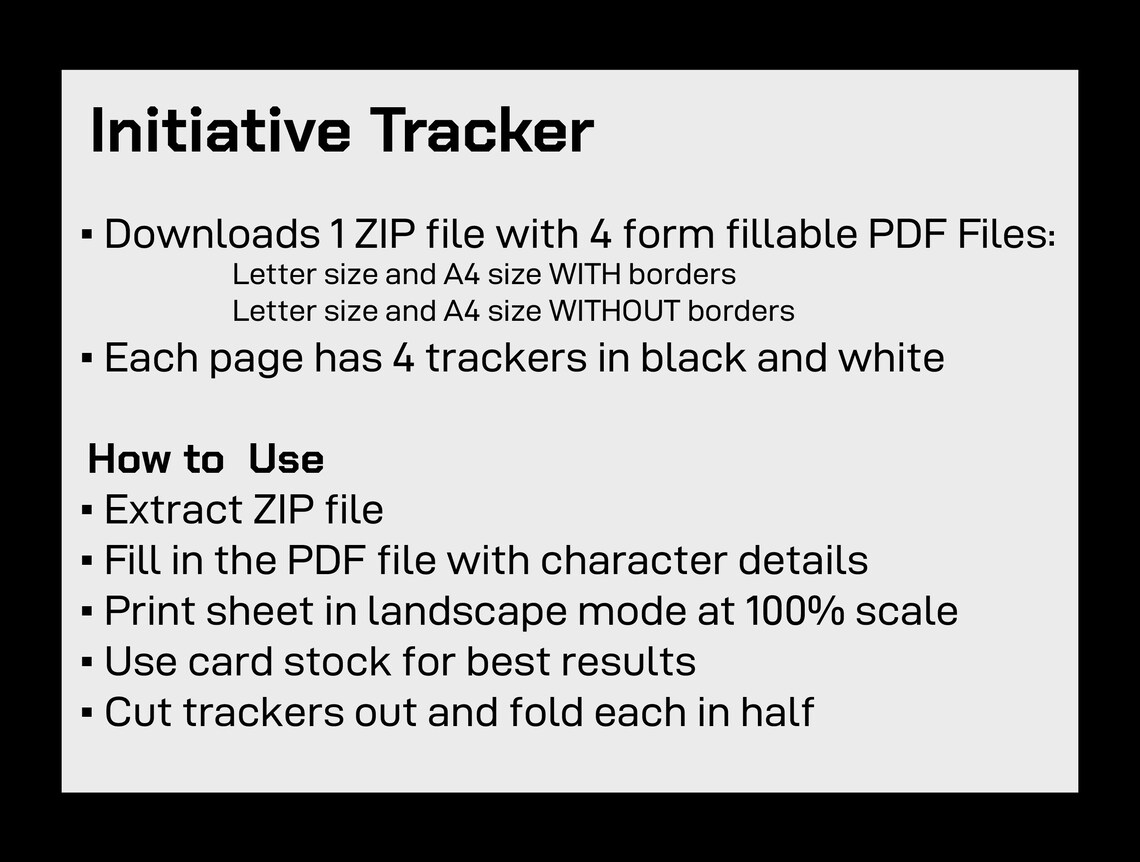 Minimalist DND Initiative Tracker Fillable PDF for DM Screen Tent Cards ...