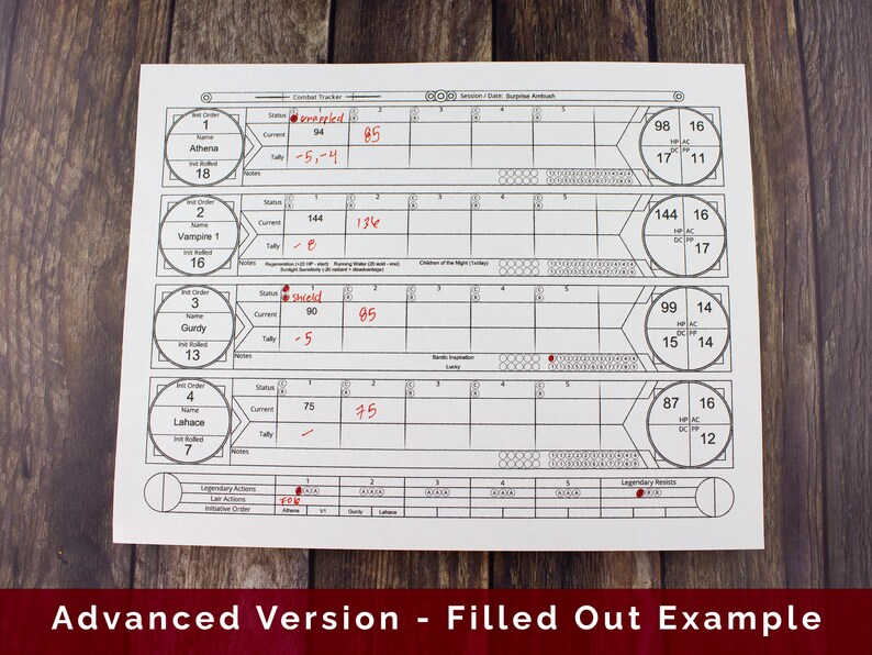 DND Combat Tracker for Dungeon Masters Digital Download - Etsy DND Combat Tracker for Dungeon Masters Digital Download - Etsy