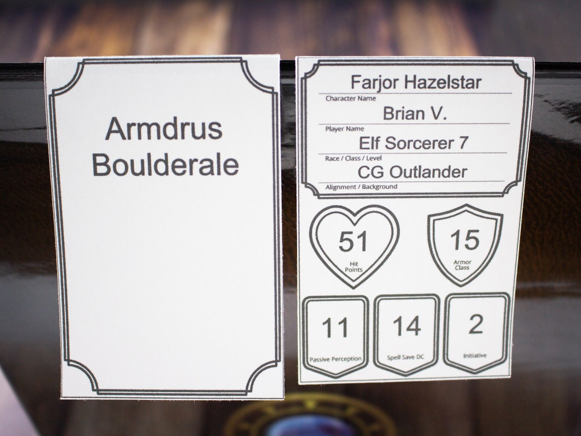 Minimalist DND Initiative Tracker Fillable PDF for DM Screen Tent Cards ...