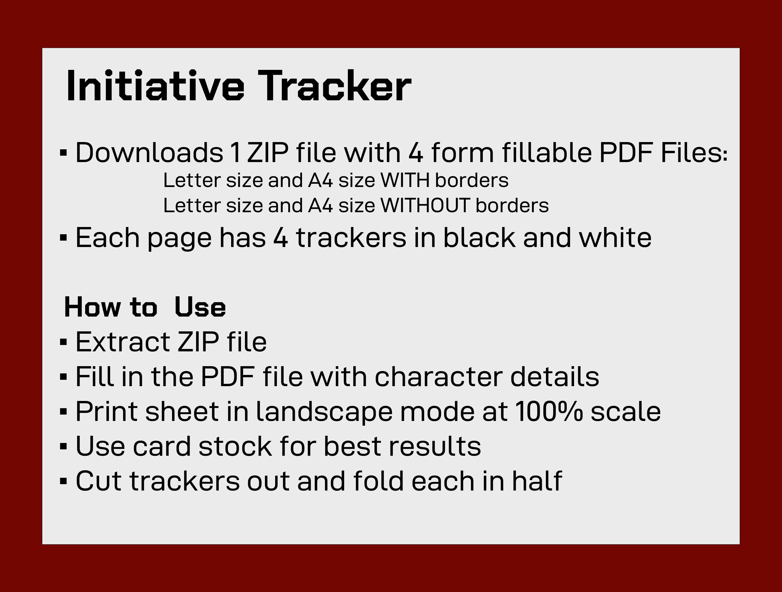 Minimalist DND Initiative Tracker Fillable PDF for DM Screen - Etsy