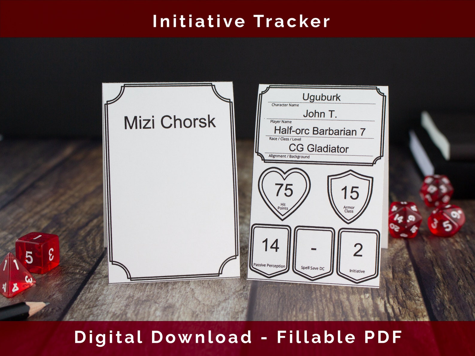 Minimalist DND Initiative Tracker | Fillable PDF for DM Screen Tent ...
