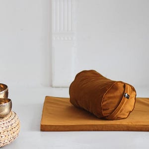 Meditation Zafu & Zabuton Set | Luxury Velvet Yellow Round Floor Pillow ...