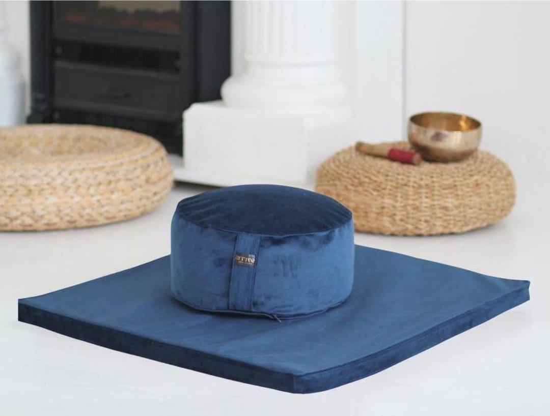 Blue Meditation Set Zafu & Zabuton | Premium Velvet Cushion | Mindful ...