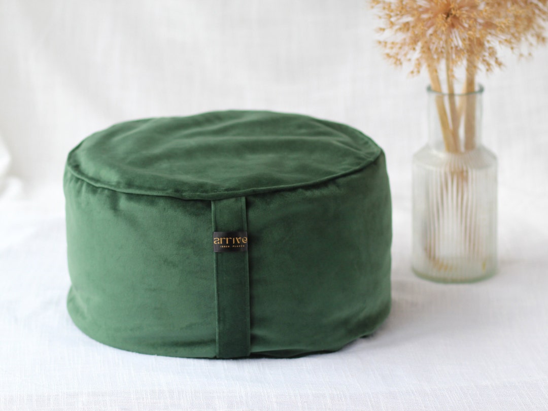 Pouf Cover Only Luxury Evergreen Velvet Round Zafu Cover Custom Made ...