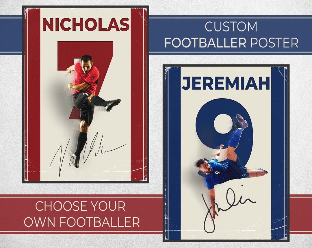 Footballer Custom Printable Poster, Football Player Personalized Print ...