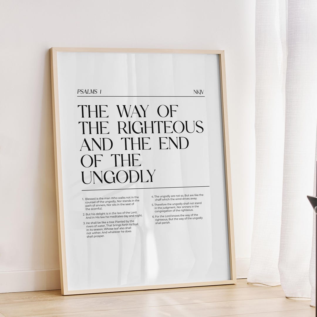 Bible Verse Poster, Psalms 1 the Way of the Righteous Printable, Bible ...