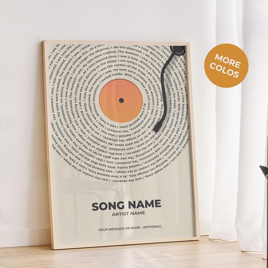 Custom Record Song Poster, Printable Custom Lyrics Poster, Music Gift ...