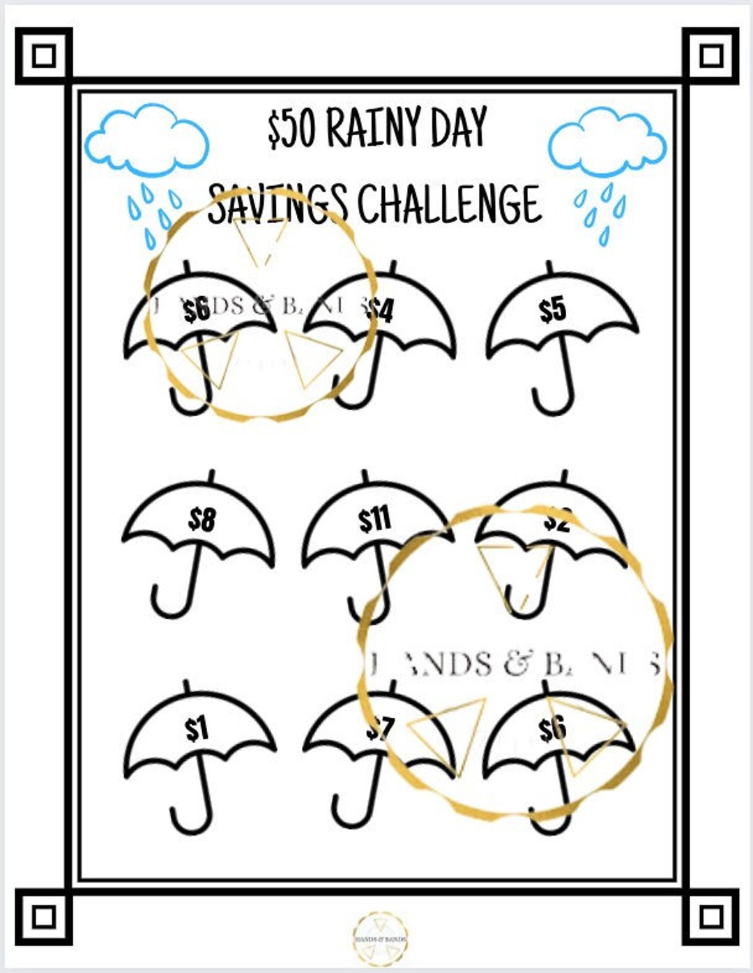 50 Dollar Rainy Day Savings Challenge - Etsy