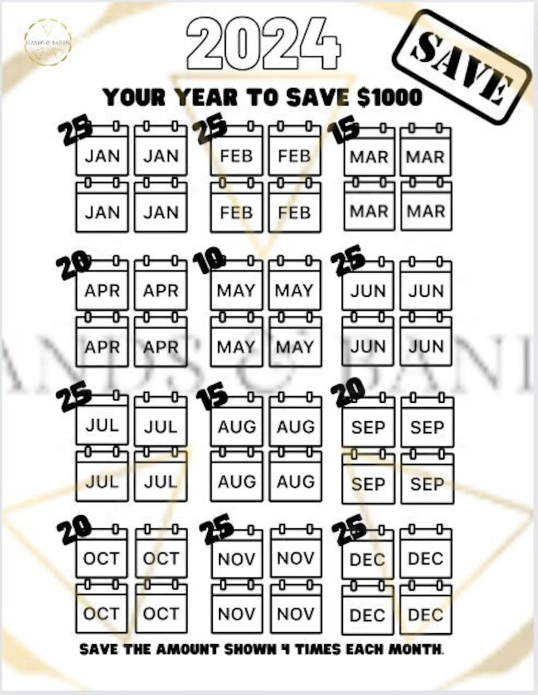 2024 Save Challenge Your Year to Save 1000 - Etsy