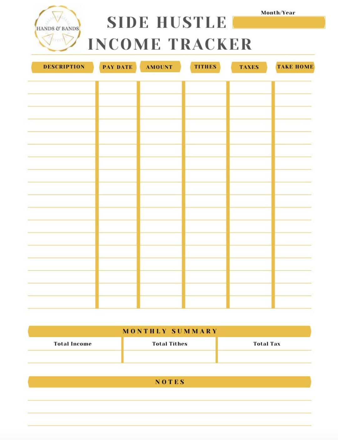 Side Hustle Income Tracker: Color & Grey Scale - Etsy