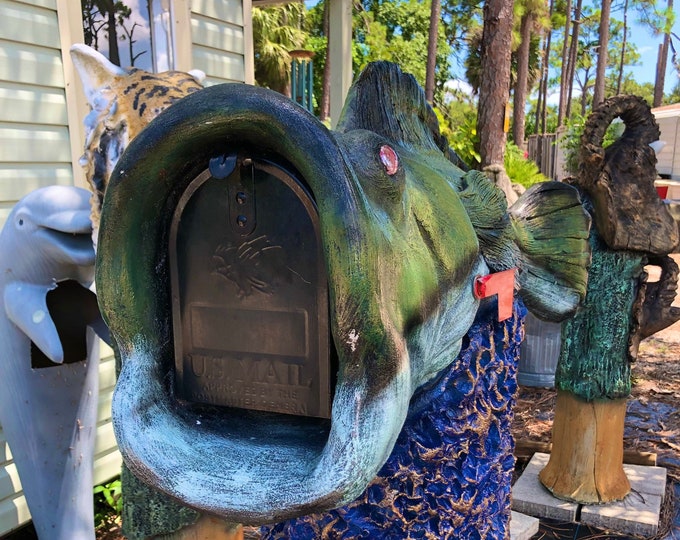 Bass Fish Nautical Mailbox Statue Unique Custom Mailbox - Etsy