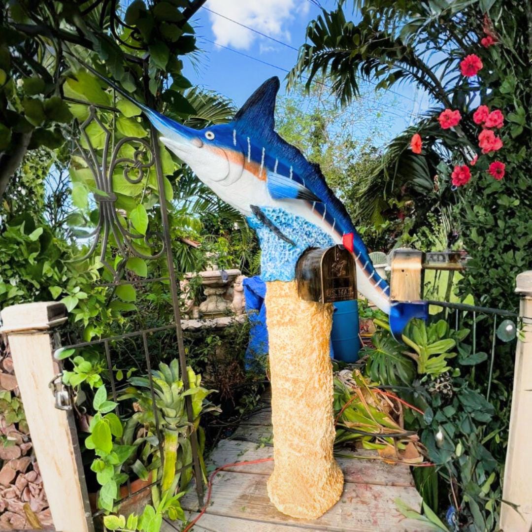Florida Marlin Sword Fish Mailbox Sculpture Art - Unique Custom Mailbox ...