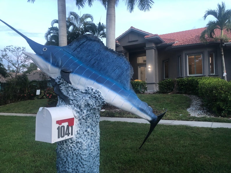 Sailfish Mailbox Statue Sculpture Art - Unique Custom Nautical Mailbox ...