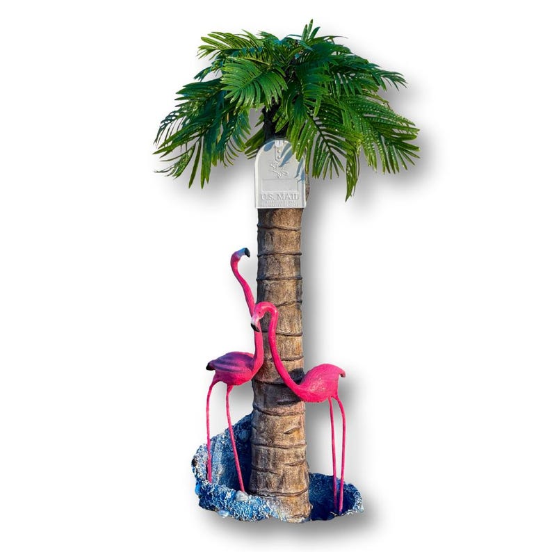 Handmade Pink Flamingo Mailbox Sculpture: Unique Coastal Nautical Decor ...