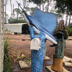 Sailfish Mailbox Statue Sculpture Art - Unique Custom Nautical Mailbox ...