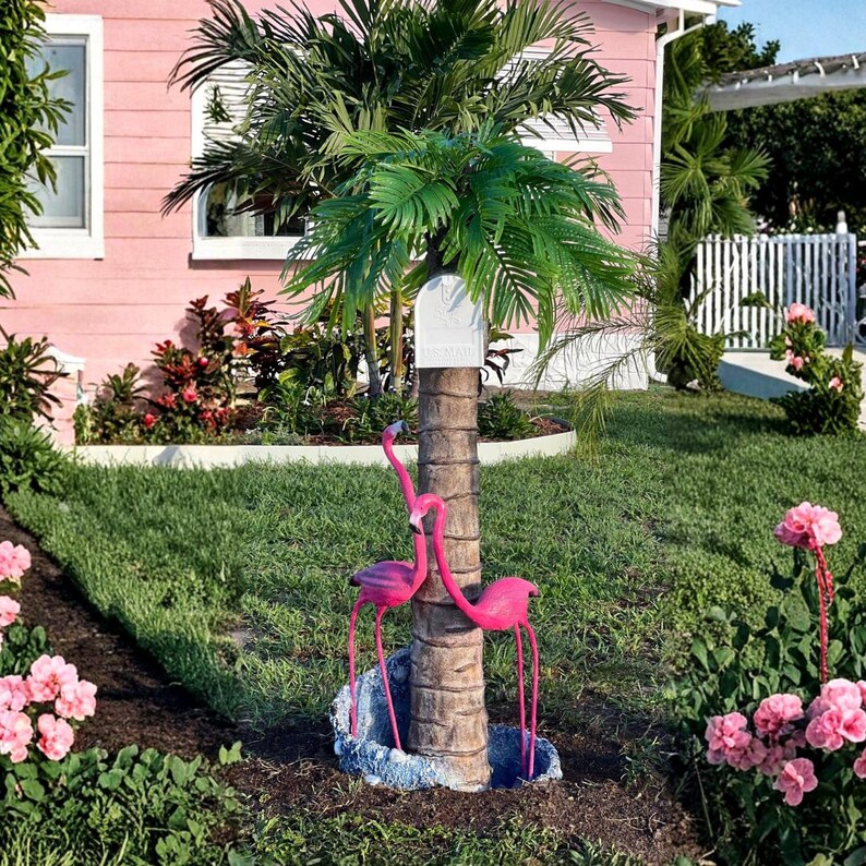 Handmade Pink Flamingo Mailbox Sculpture: Unique Coastal Nautical Decor ...