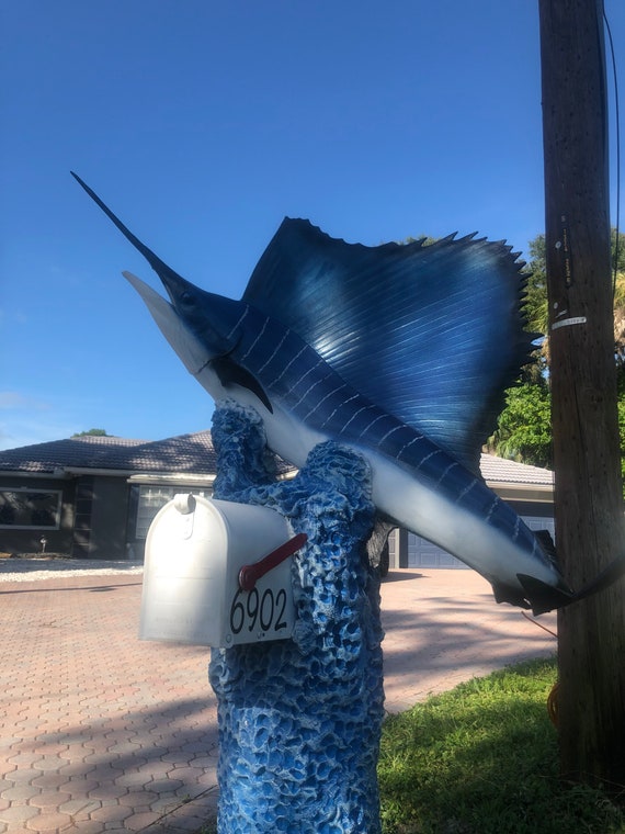 Sailfish Mailbox Statue Sculpture Art Unique Custom Nautical - Etsy