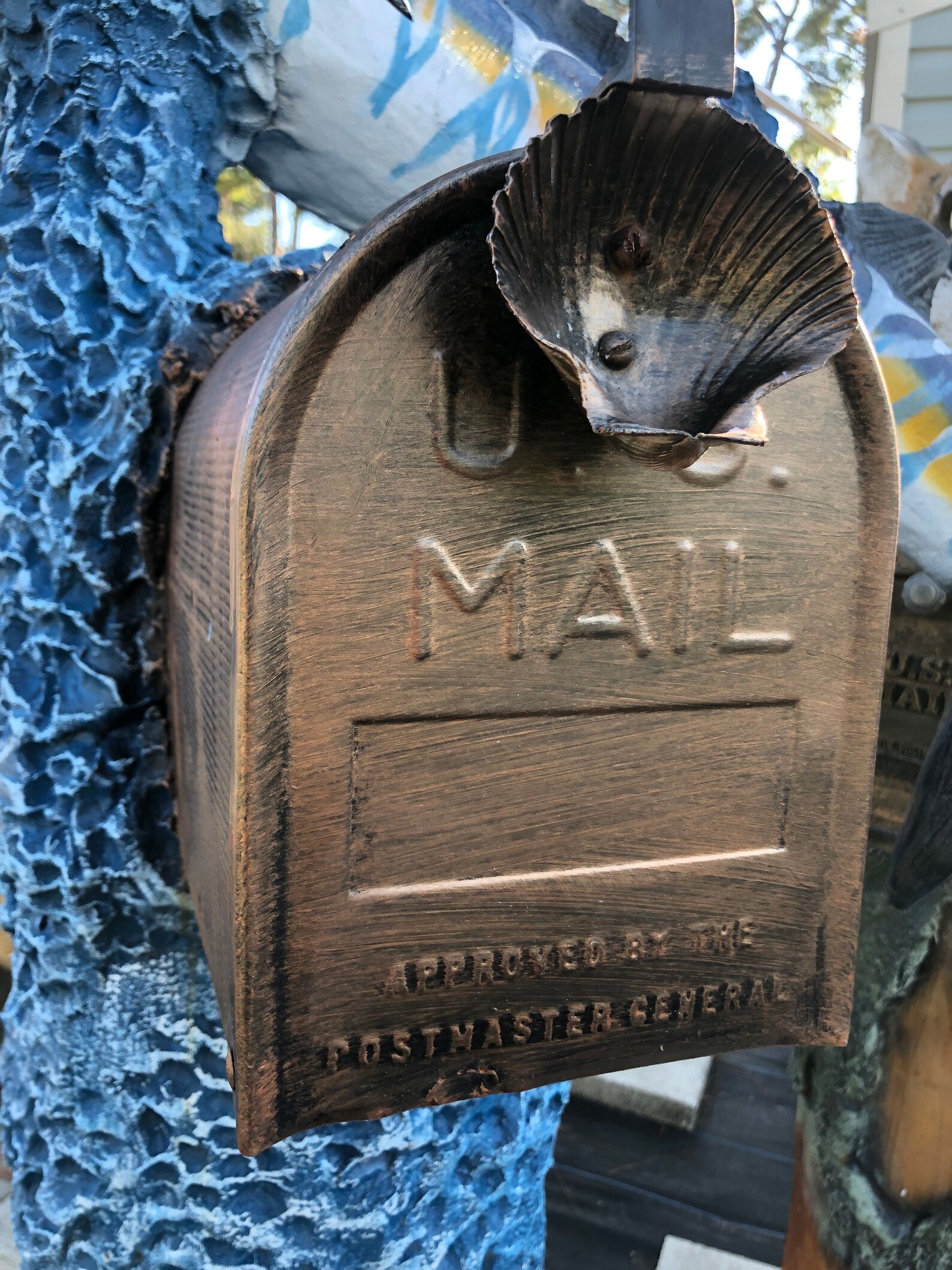 Handcrafted Wahoo Fish Mailbox Sculpture: Unique Coastal Nautical Decor ...