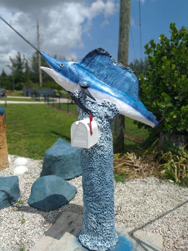 Sailfish Mailbox Statue Sculpture Art - Unique Custom Nautical Mailbox ...