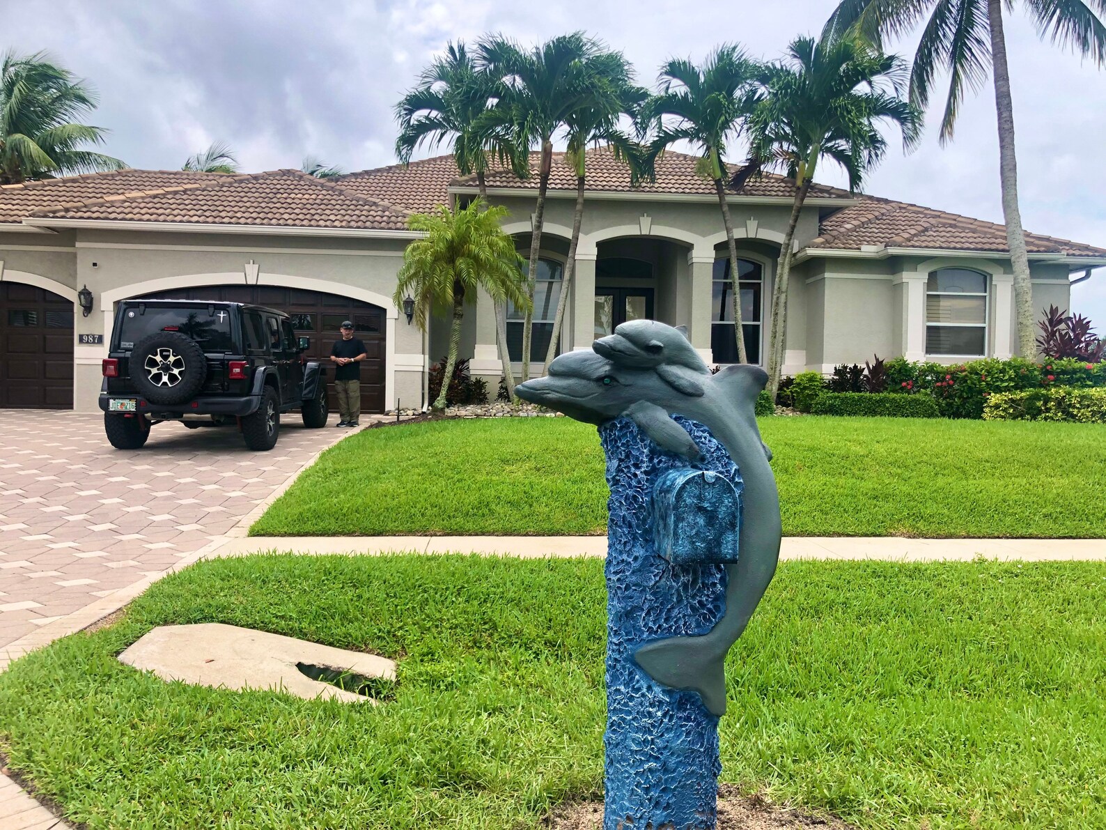 Blue Dolphin Nautical Mailbox Statue - Unique Custom Mailbox - Etsy