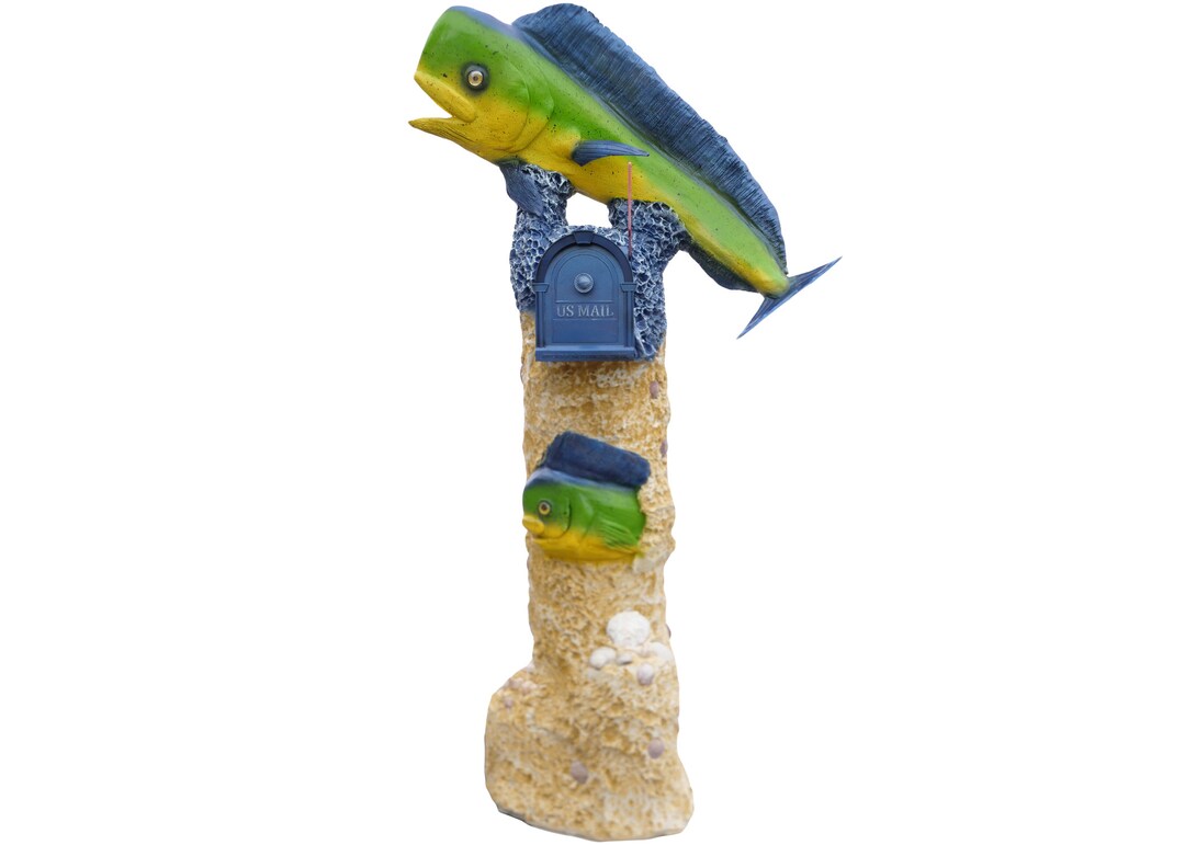 Mahi-mahi Dolphin Fish Mailbox Sculpture: Unique Coastal Nautical Decor ...