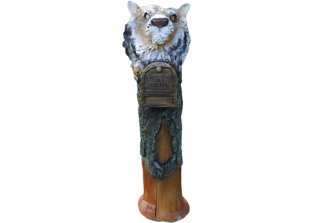 Handcrafted Tiger Mailbox Statue – Unique Custom Yard Art for Coastal ...