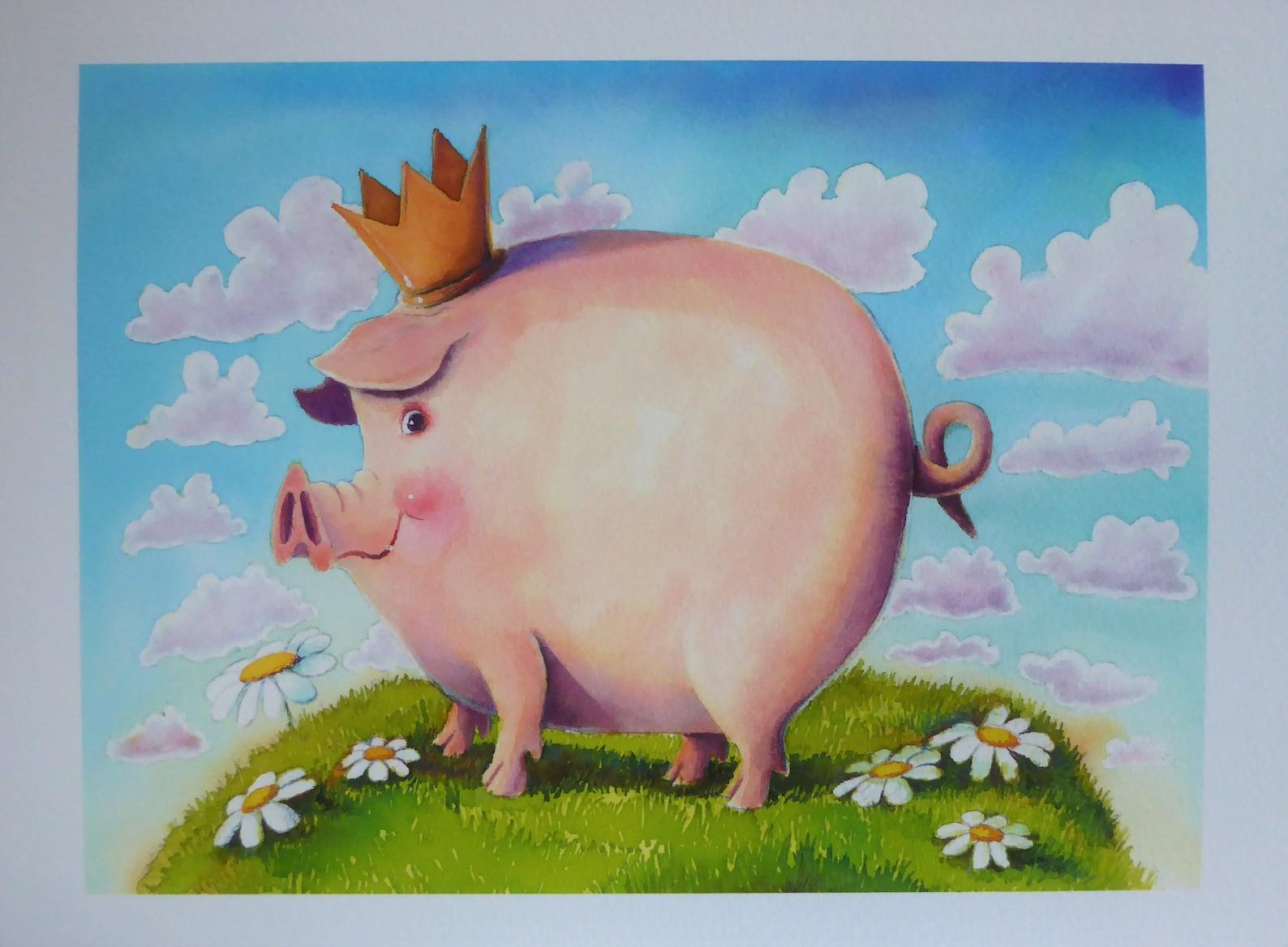 King Pig. A4 Giclee Art Print. Wall Art, Animal Art, Pig, Piggy, Humour ...