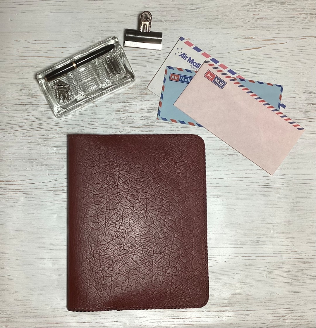 Vintage Red Leather Writing Case Organiser Stationery Diary Wallet Folder Compendium Journal ...