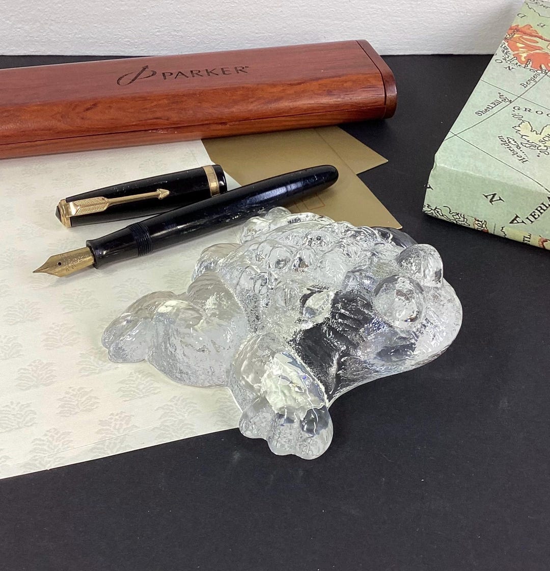 Vintage Lead Crystal Frog Glass Paperweight: Handmade Office Decor Gift ...