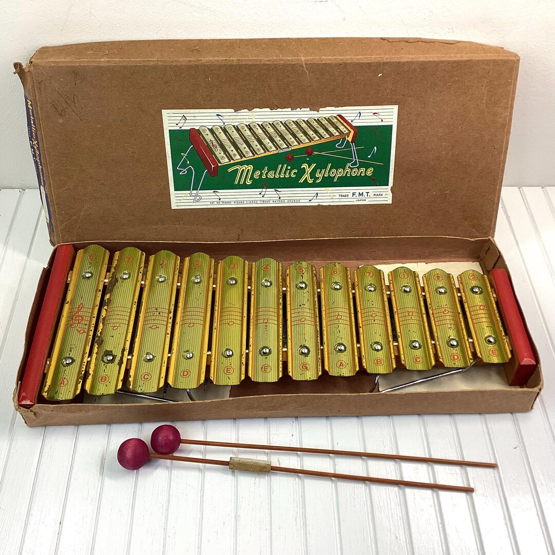 Vintage 1950s Japanese Tin Xylophone Toy With Mallets - Etsy