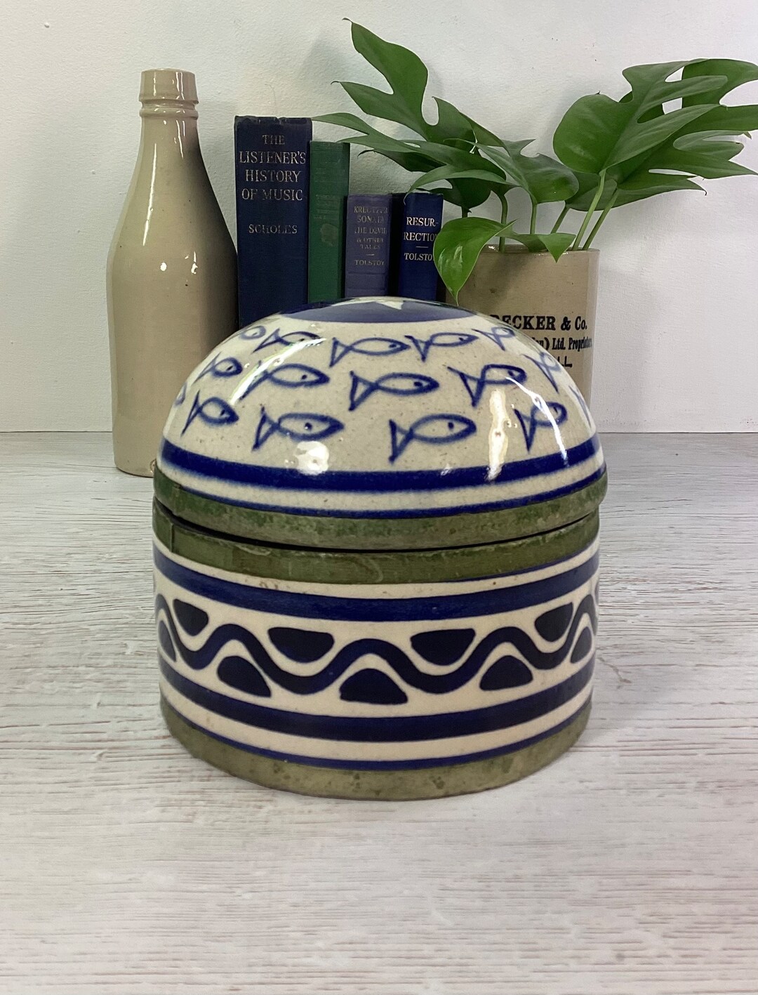 Vintage Safi Pottery Jar: Hand-painted Moroccan Stoneware With Lid - Etsy