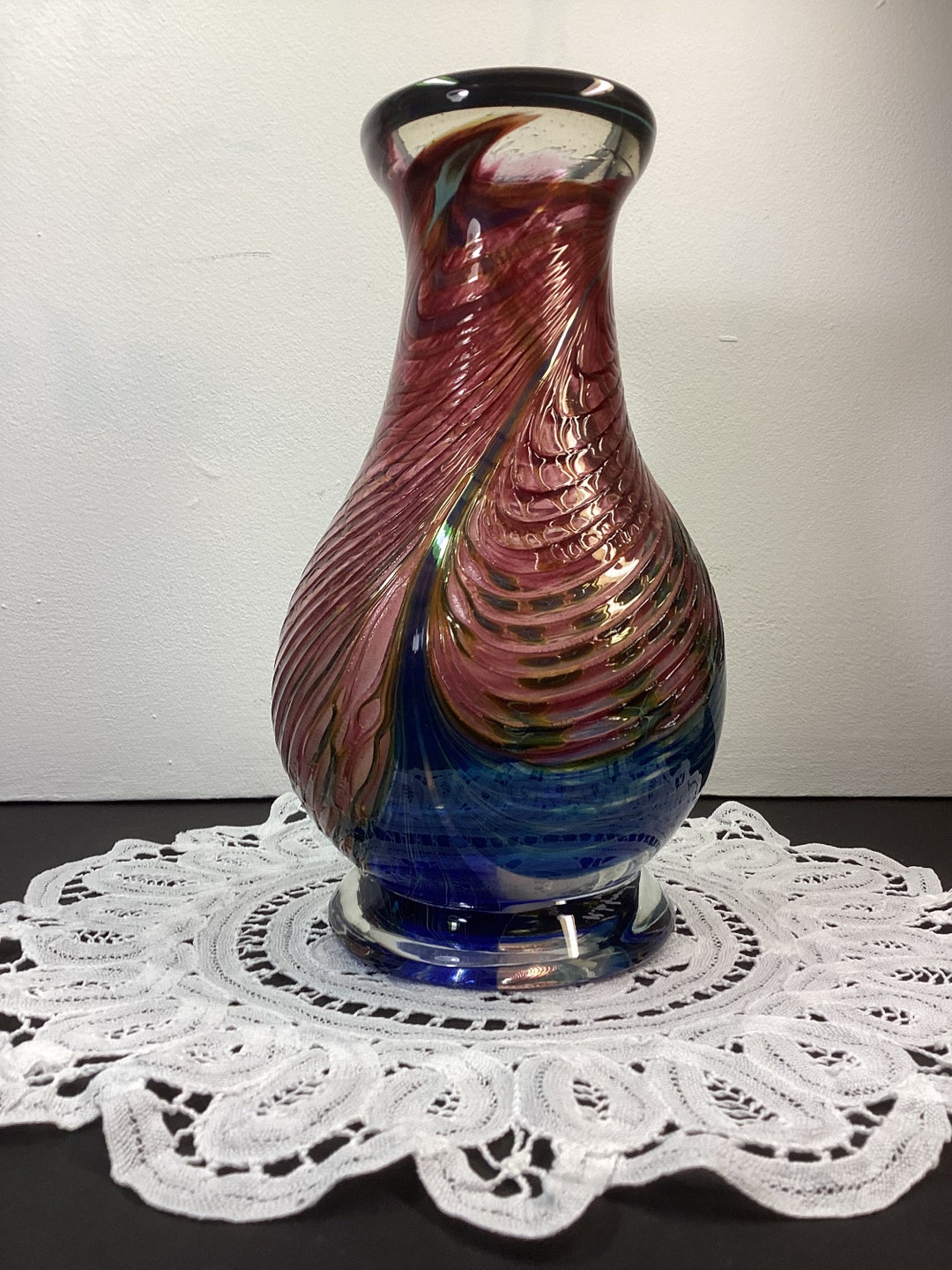 Tall Hand Blown Vase Studio Art Glass West Australian Signed K Le Grand ...