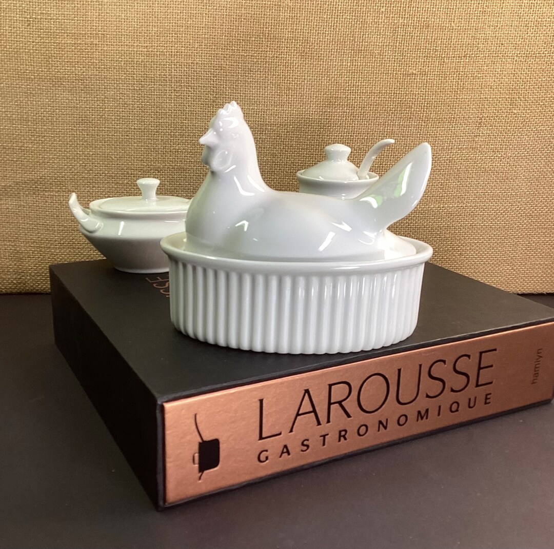 Vintage White Kitchenware Hen on a Nest Ceramic Chicken Tureen Small ...
