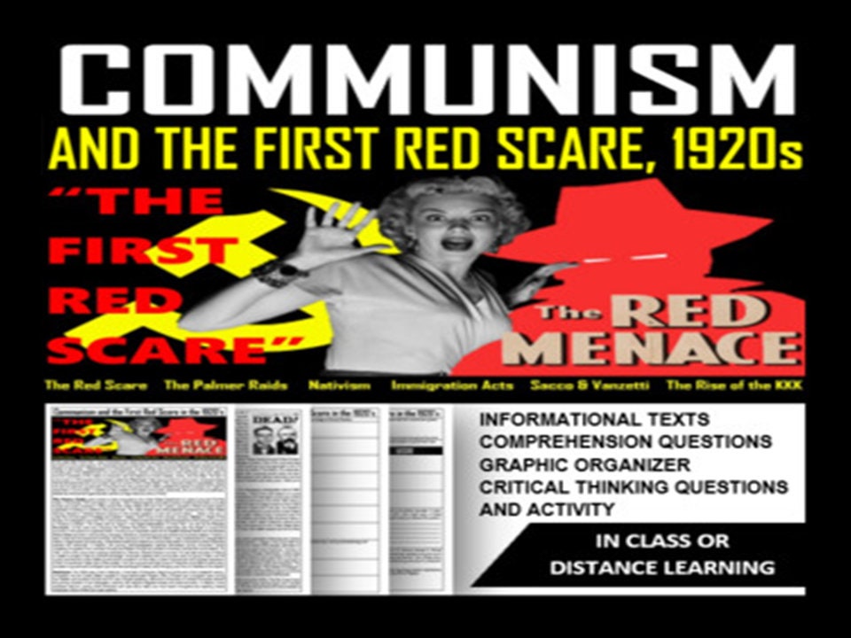 The 1920s: the Red Scare (reading and Worksheets) | Grades 7-12 - Etsy