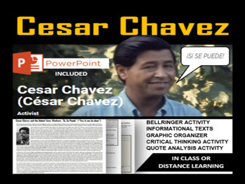 Cesar Chavez Lesson (reading and Worksheets) | Grades 7-12 - Etsy