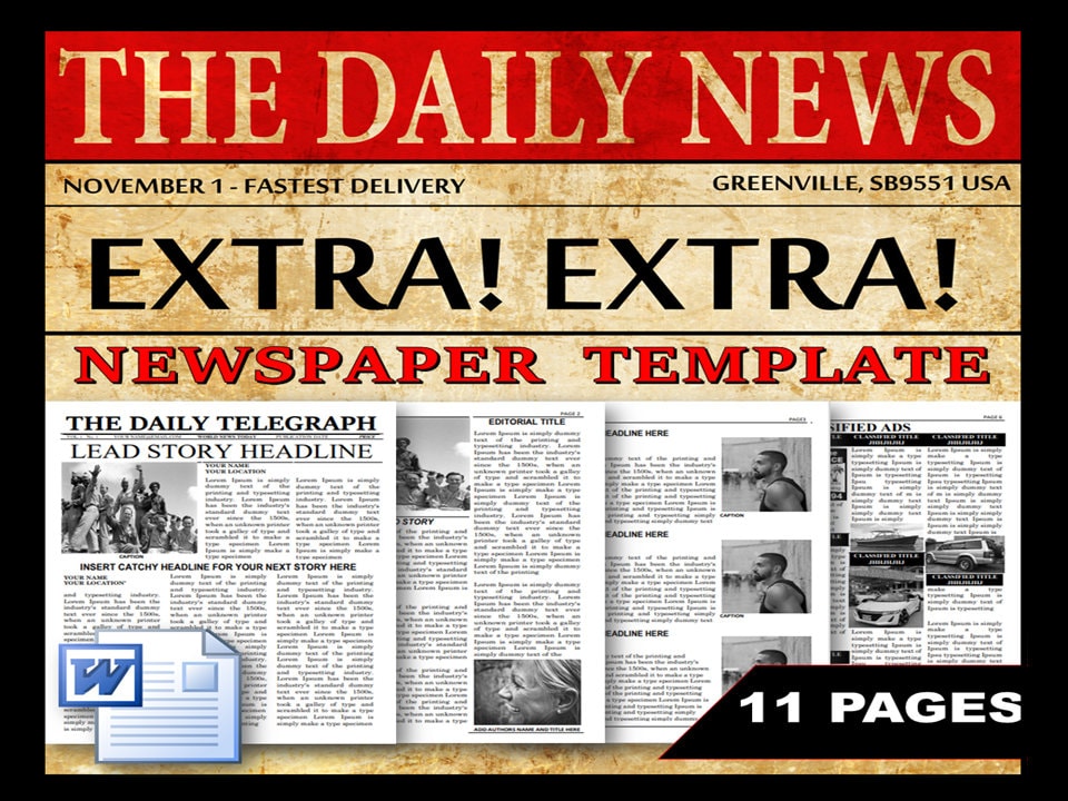 Editable 11 Page Newspaper Template (8.5x11 Inch) - Etsy
