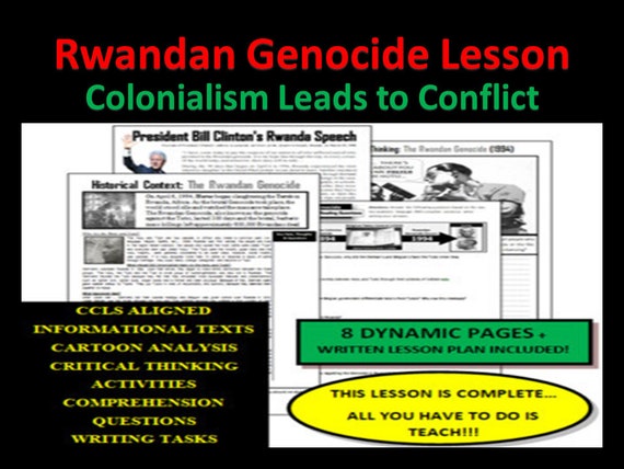 Rwandan Genocide Lesson reading and Worksheets Grades 7-12 | Etsy