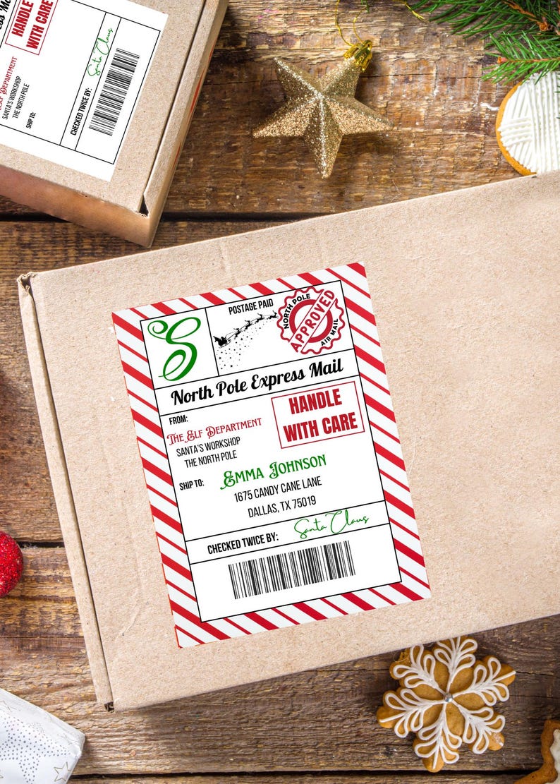 Printable Elf Shipping Label Elf on the Shelf Accessories Christmas ...