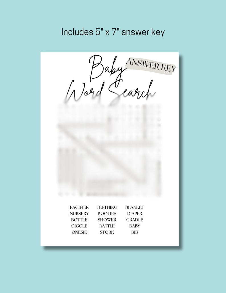 Baby Word Search Game Baby Shower Activity Non-customizable Printable ...