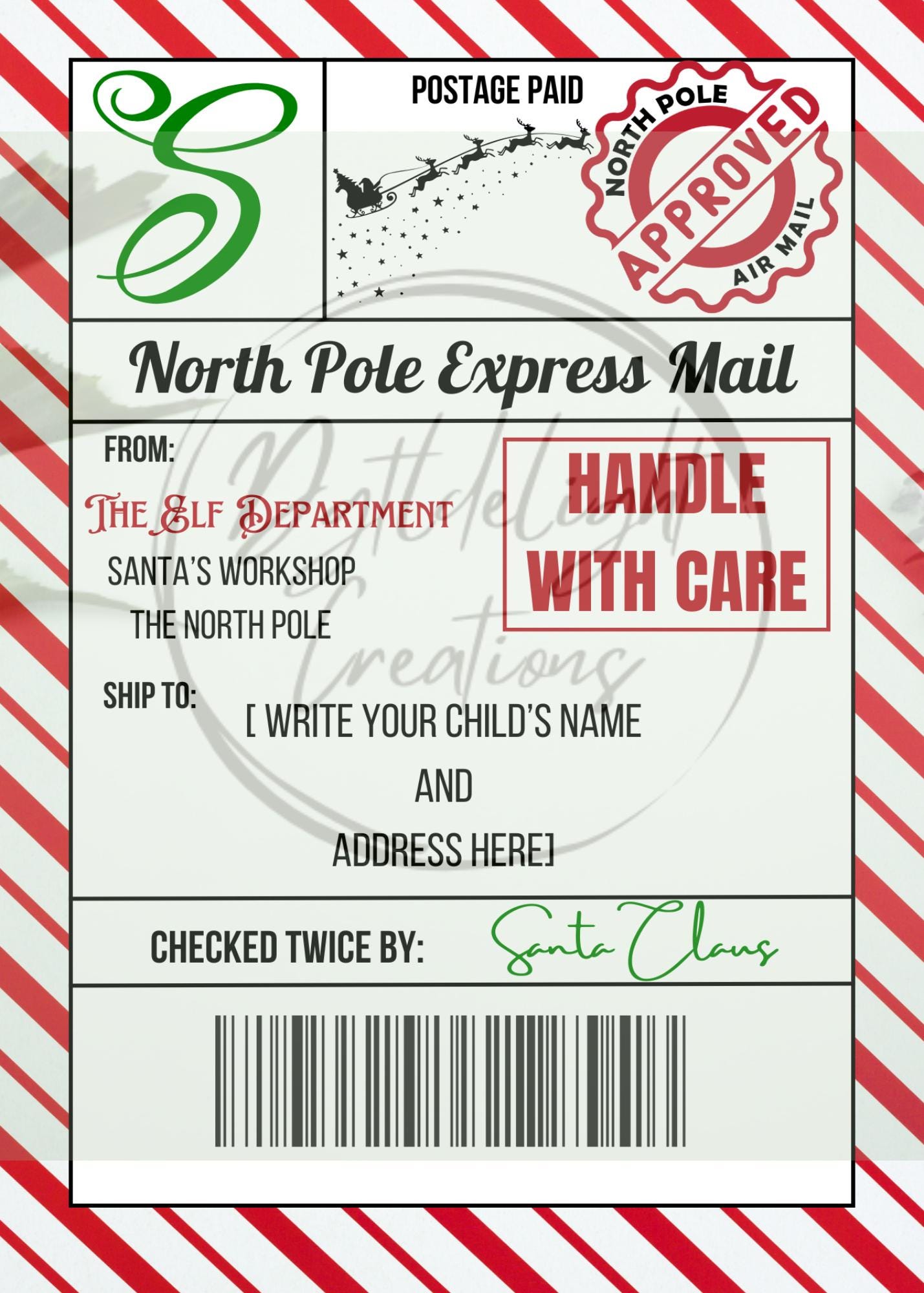 Printable Elf Shipping Label Elf on the Shelf Accessories Christmas ...