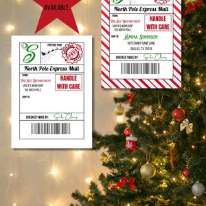 North Pole Express Mail Label | Elf Arrival Prop (printable PDF) - Etsy